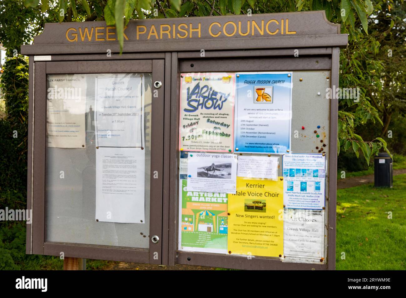 Gweek parish council in Cornwall and information board for notices and ...