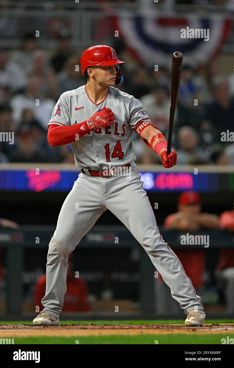MINNEAPOLIS, MN - SEPTEMBER 22: Los Angeles Angels Catcher Logan O ...