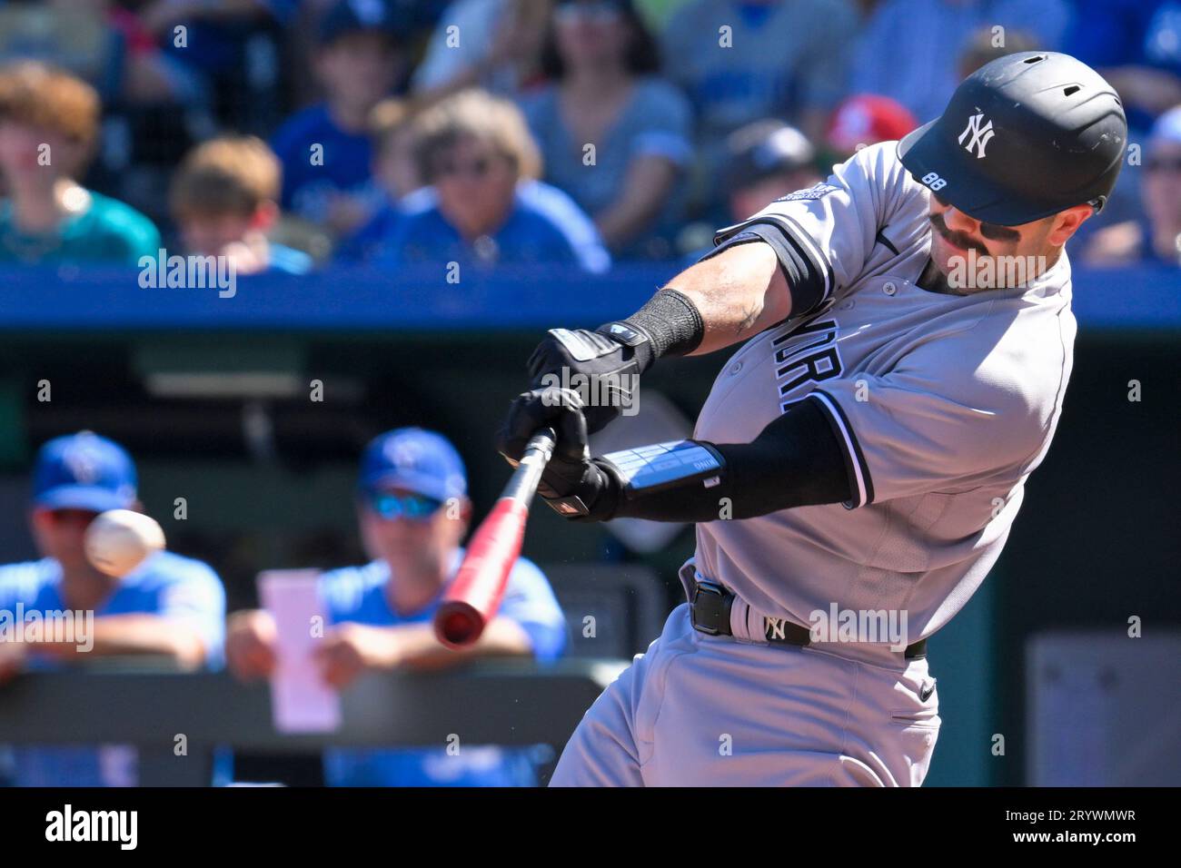 New York Yankees' Austin Wells singles to load the bases during the ...
