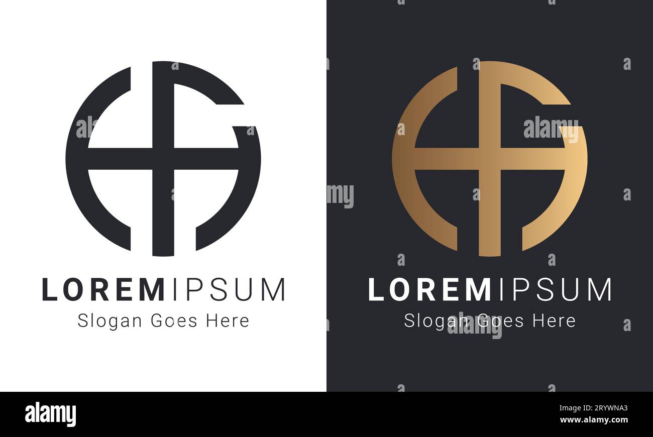 Luxury Initial HF or FH Monogram Text Letter Logo Design Stock Vector ...