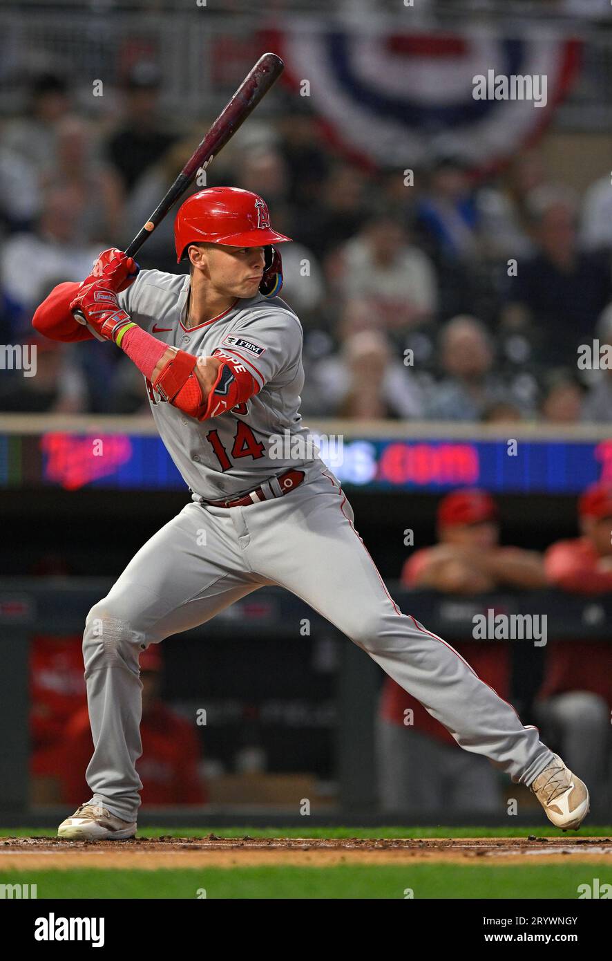 MINNEAPOLIS, MN - SEPTEMBER 22: Los Angeles Angels Catcher Logan O ...