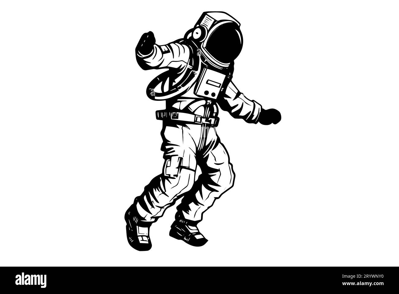 Astronaut spaceman hand drawn ink sketch. Engraving style vector ...