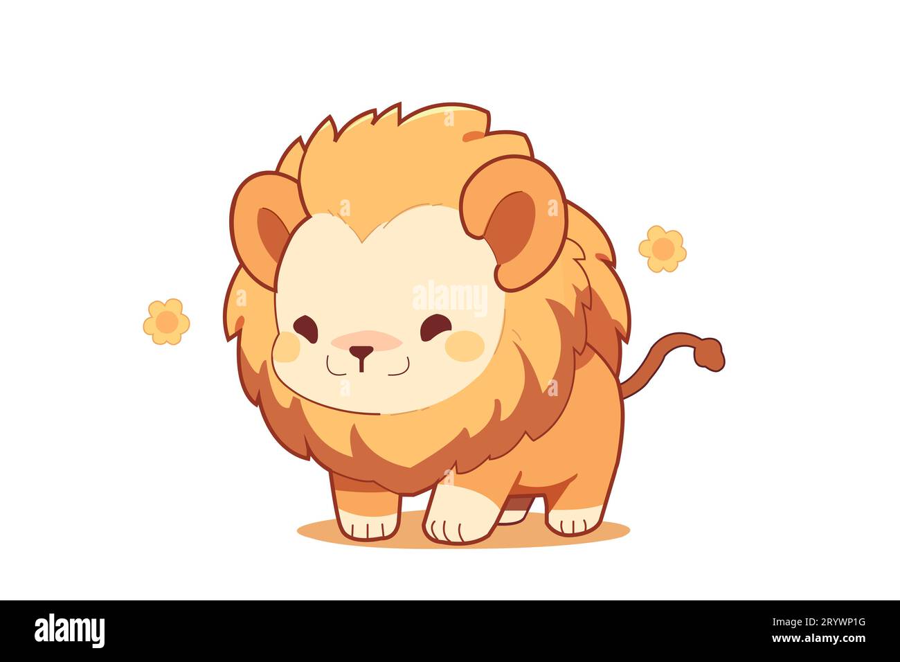 Cute little lion cub sitting, cute comic puppy cartoon for kids. Vector ...