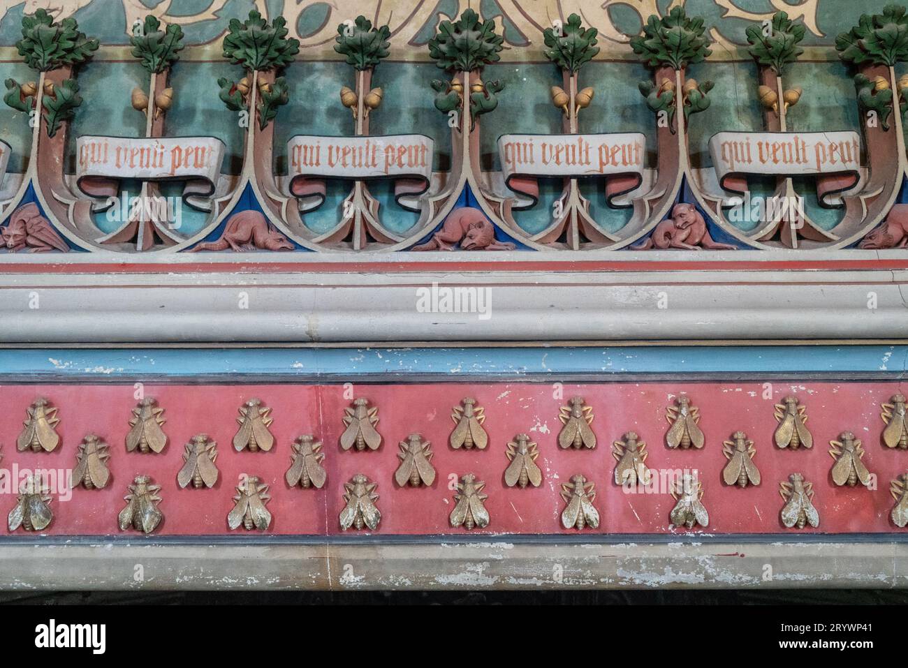 The emblem of the bee of Napoleon I in the castle of Pierrefonds near ...