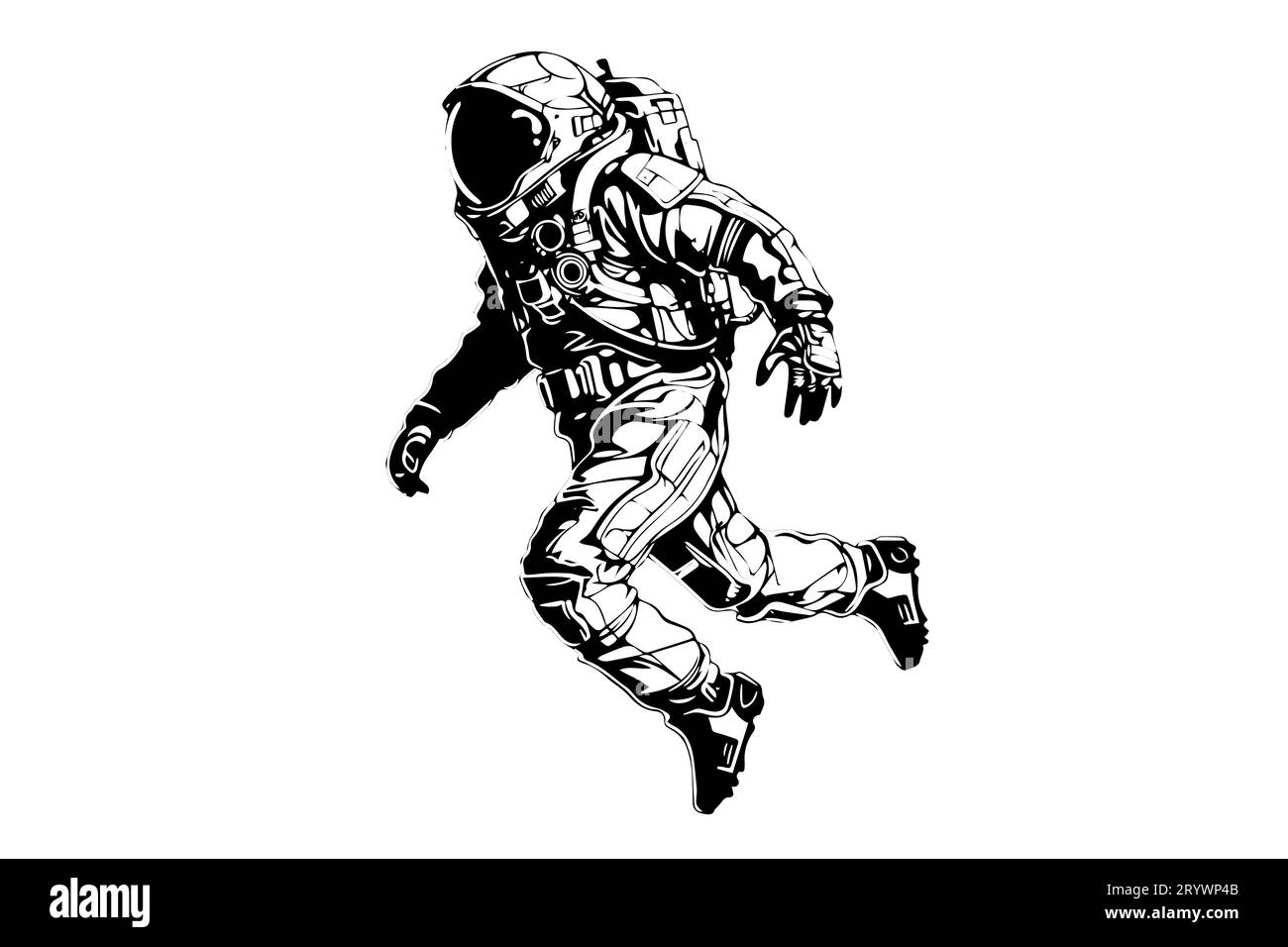 Astronaut spaceman hand drawn ink sketch. Engraving style vector ...