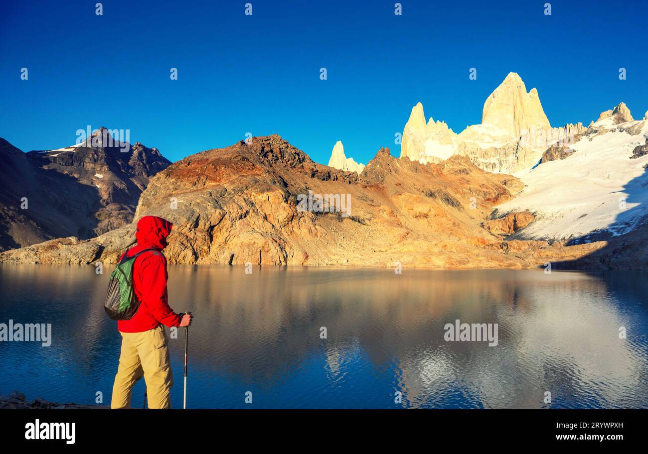 Mountain Hiking in Fitz Roy Massif, Patagonia, Chile Stock Photo - Alamy