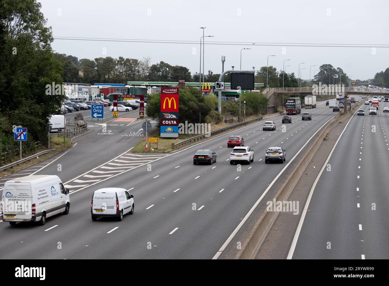 The M1 motorway at Watford Gap Services, Northamptonshire, England, UK ...