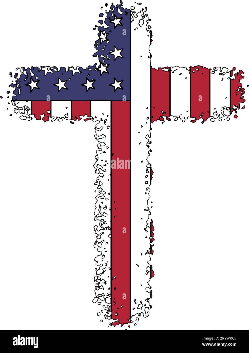 USA American Flag Cross Christian Religious Patriotic Vector ...