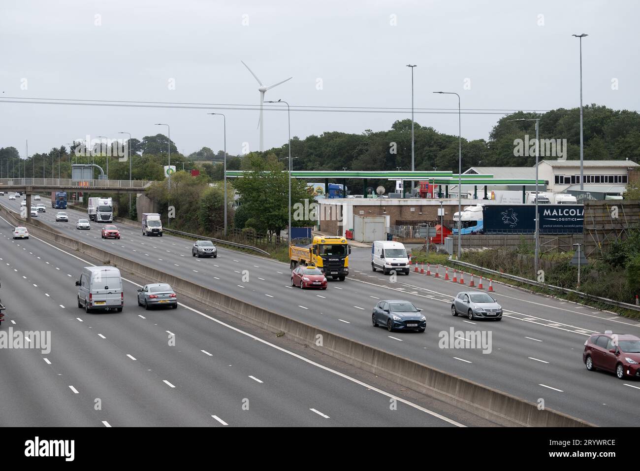 The M1 motorway at Watford Gap Services, Northamptonshire, England, UK ...