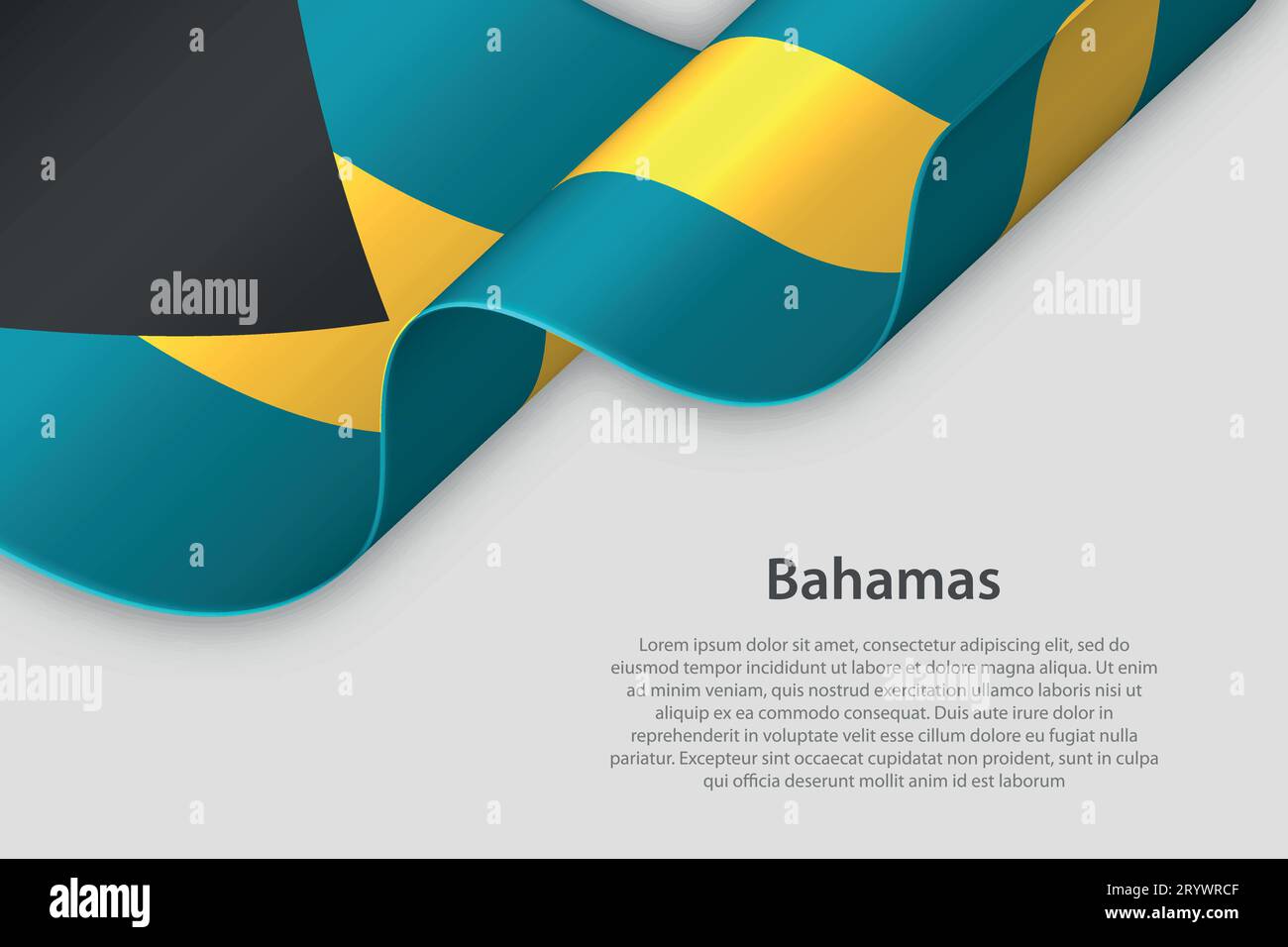 3d ribbon with national flag Bahamas isolated on white background with ...