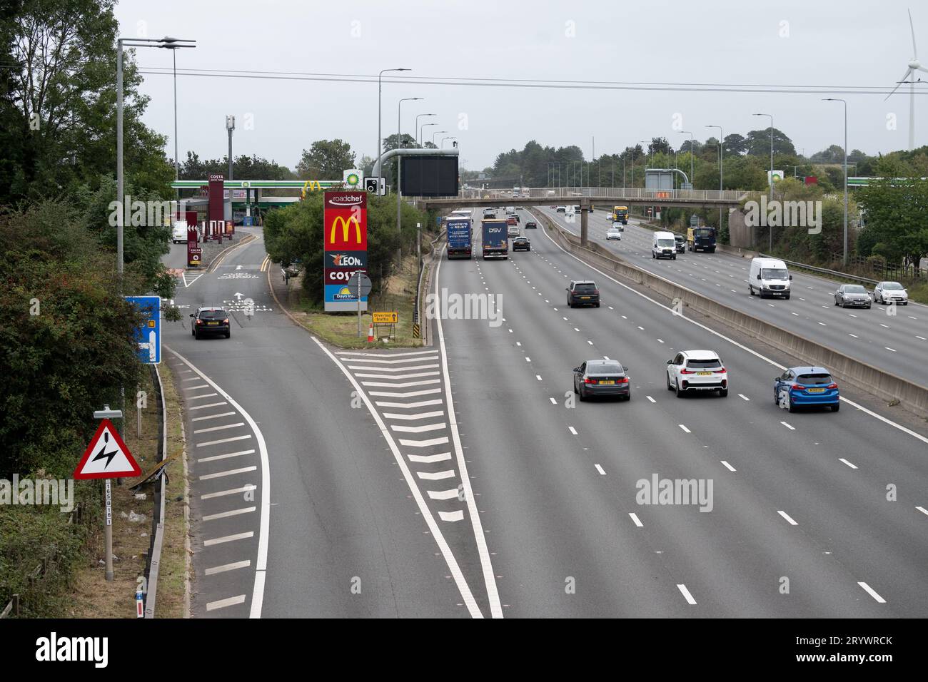The M1 motorway at Watford Gap Services, Northamptonshire, England, UK ...