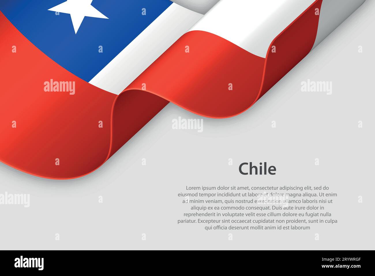 3d ribbon with national flag Chile isolated on white background with ...