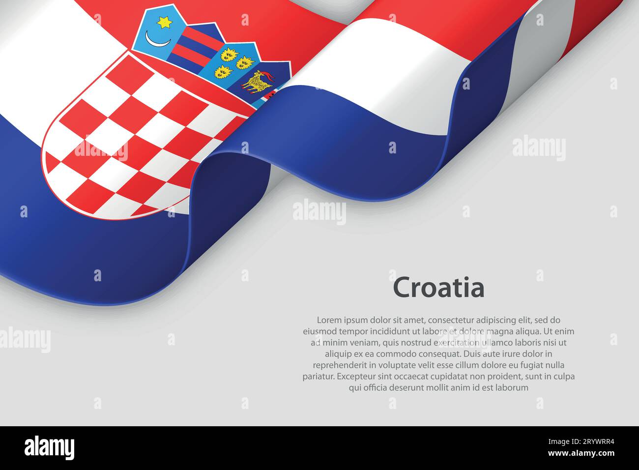 3d ribbon with national flag Croatia isolated on white background with ...