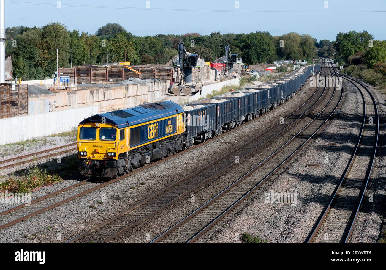 GBRf class 66 diesel locomotive No.66798 pulling a train arriving at ...