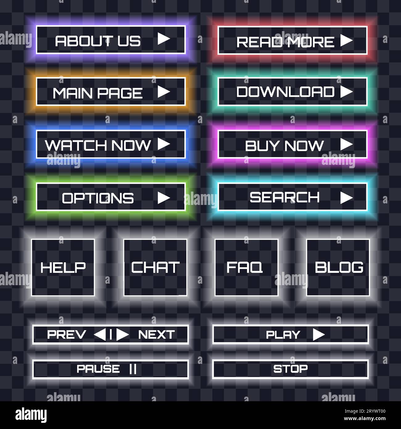 Neon button frame set hi-res stock photography and images - Alamy