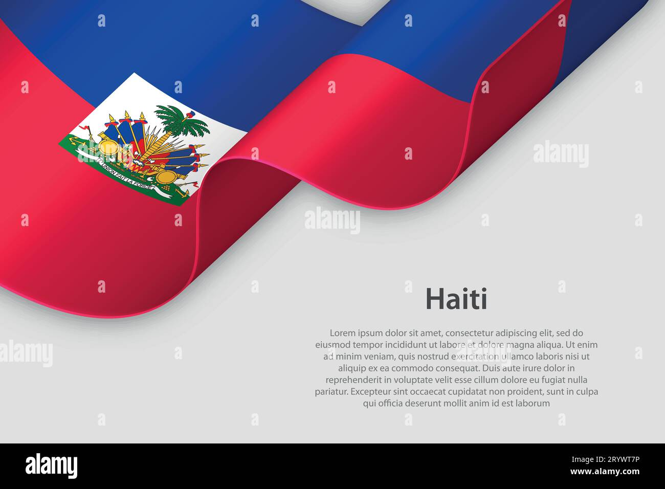3d ribbon with national flag Haiti isolated on white background with copyspace Stock Vector ...