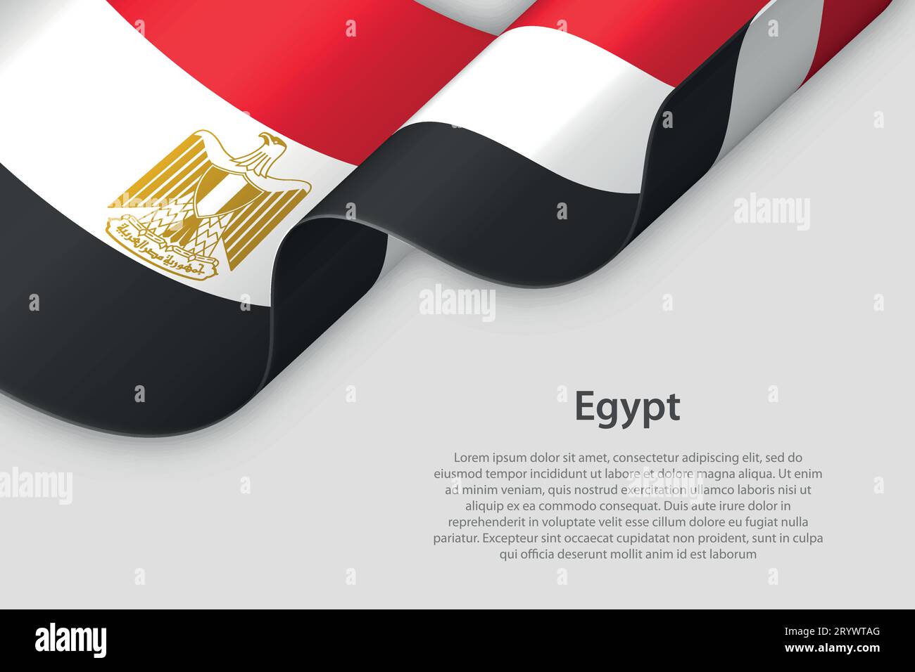3d ribbon with national flag Egypt isolated on white background with ...