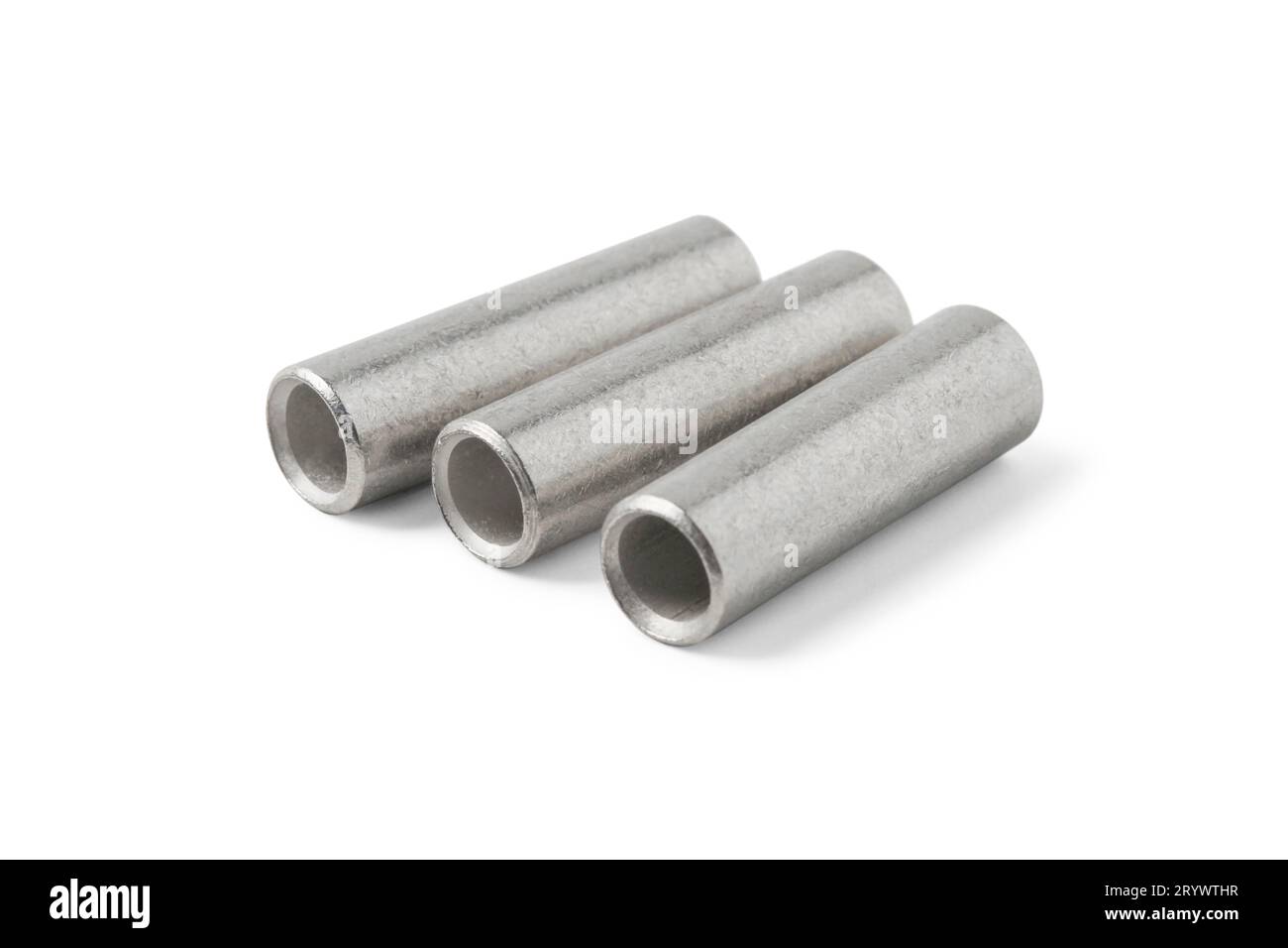 Tinned copper sleeves for crimping electrical cable connections Stock ...