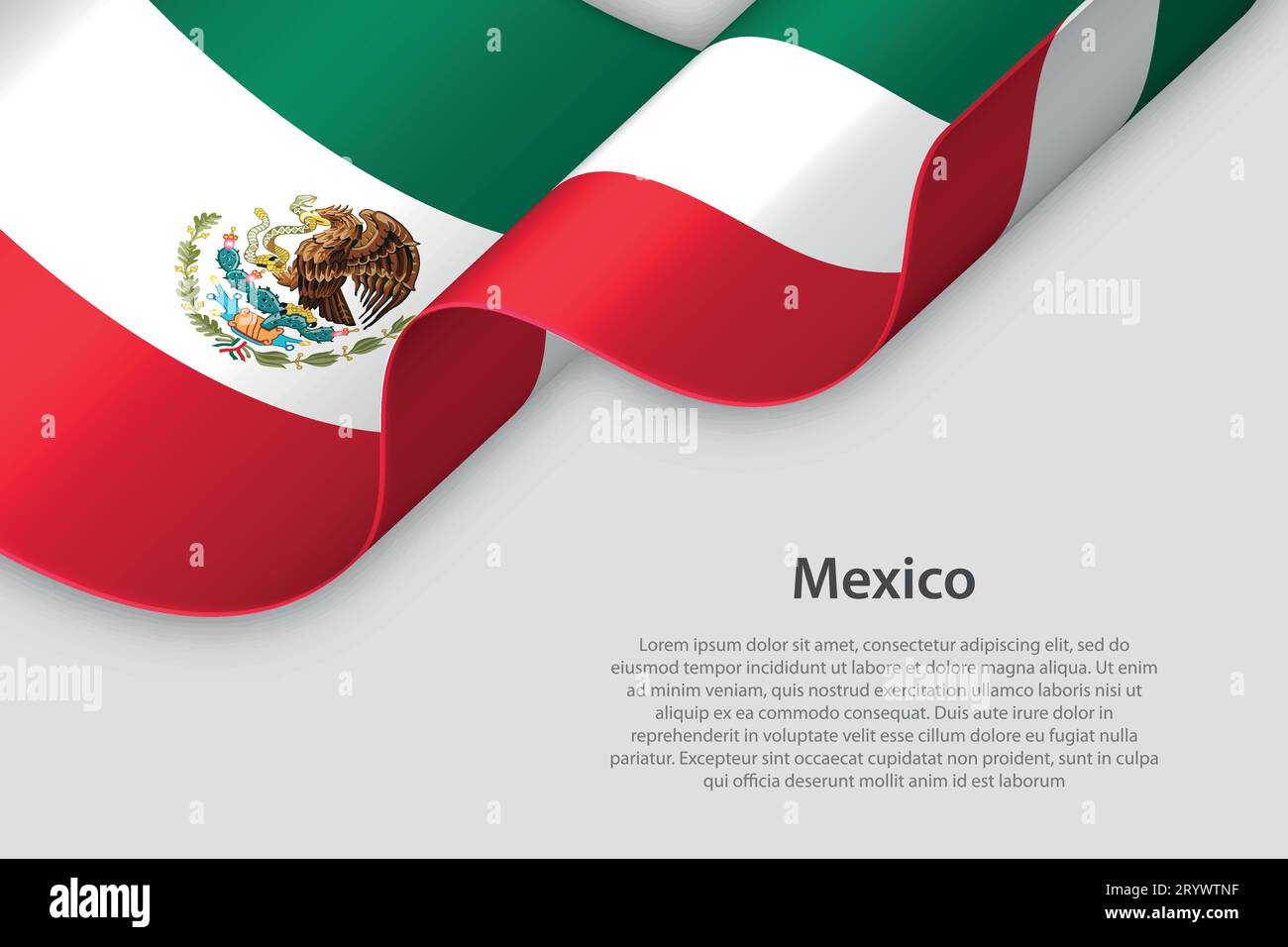 3d ribbon with national flag Mexico isolated on white background with ...