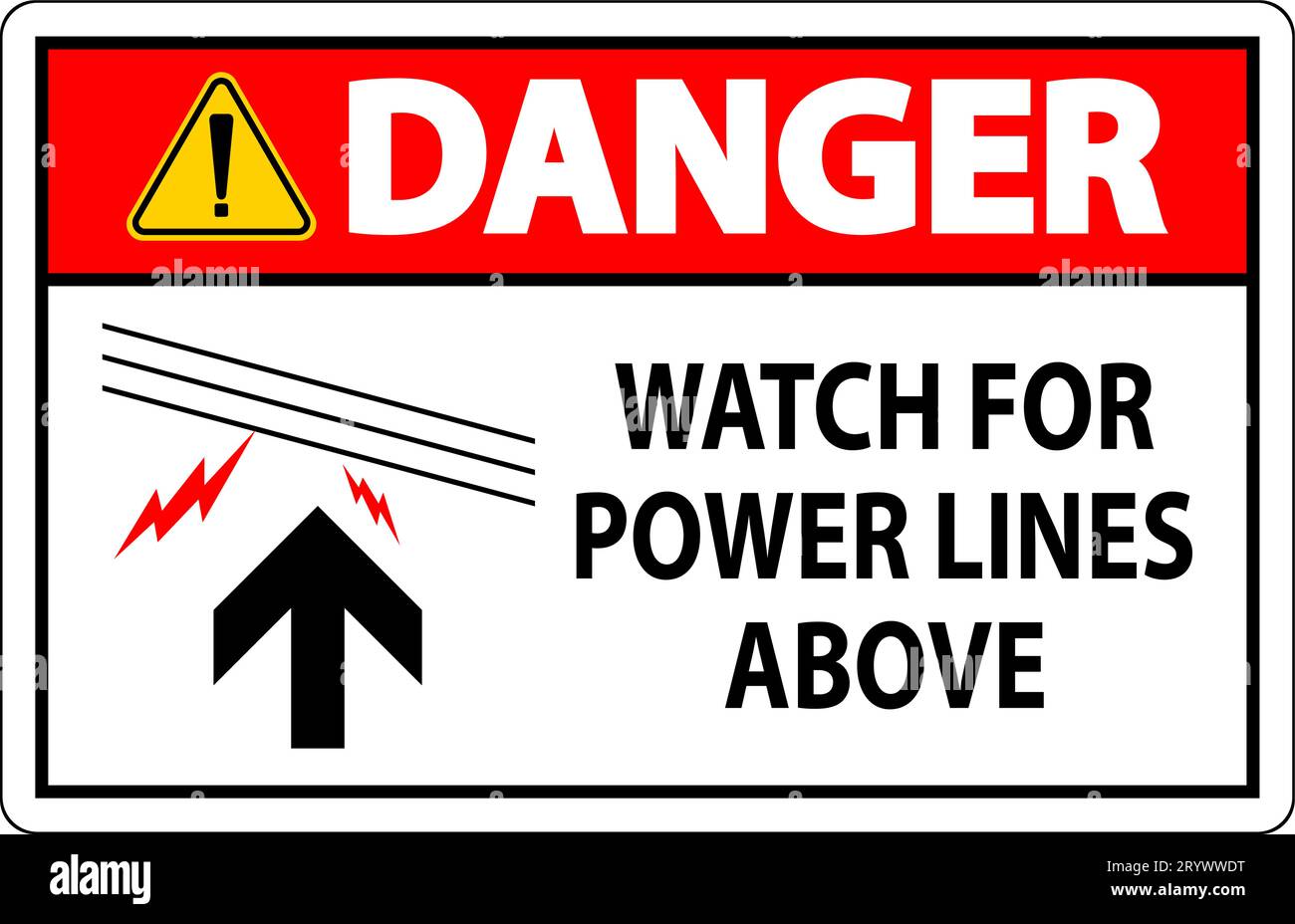 Danger Sign Watch For Power Lines Above Stock Vector Image & Art - Alamy