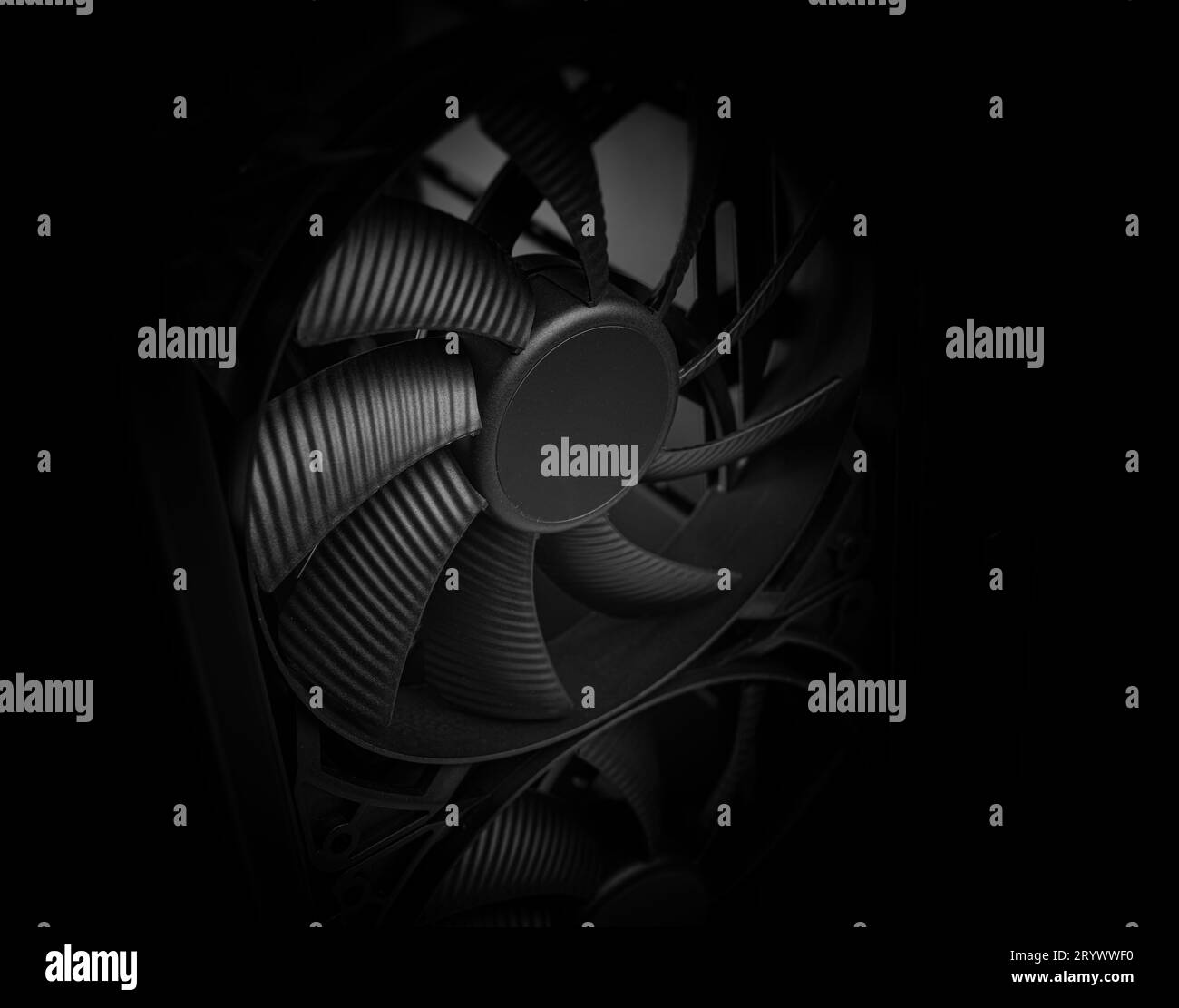 Computer fan on a black background Stock Photo - Alamy