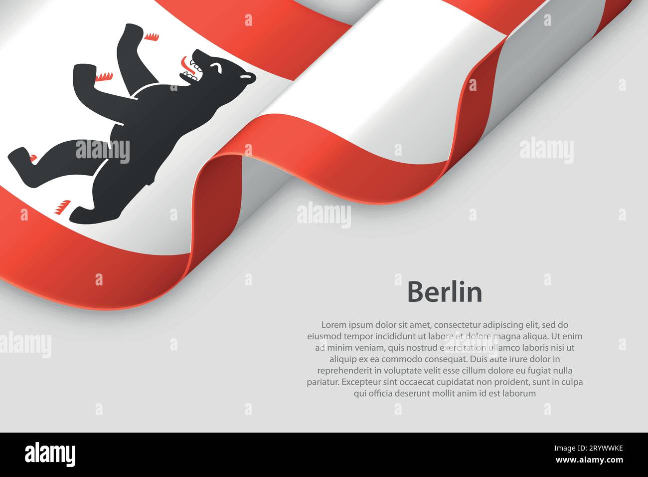 3d ribbon with flag Berlin. German state. isolated on white background ...