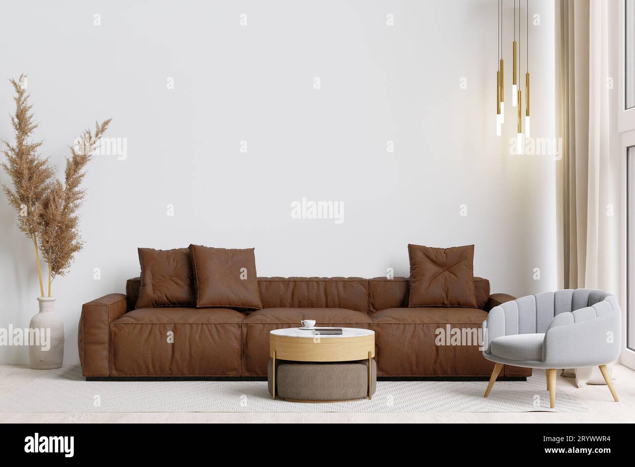 Big white living room.interior design Stock Photo - Alamy
