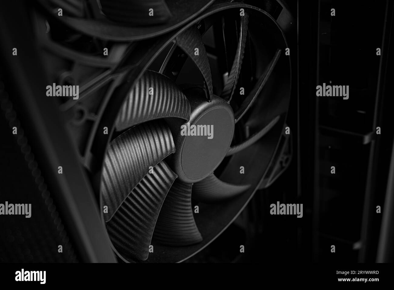 Computer fan on a black background Stock Photo - Alamy