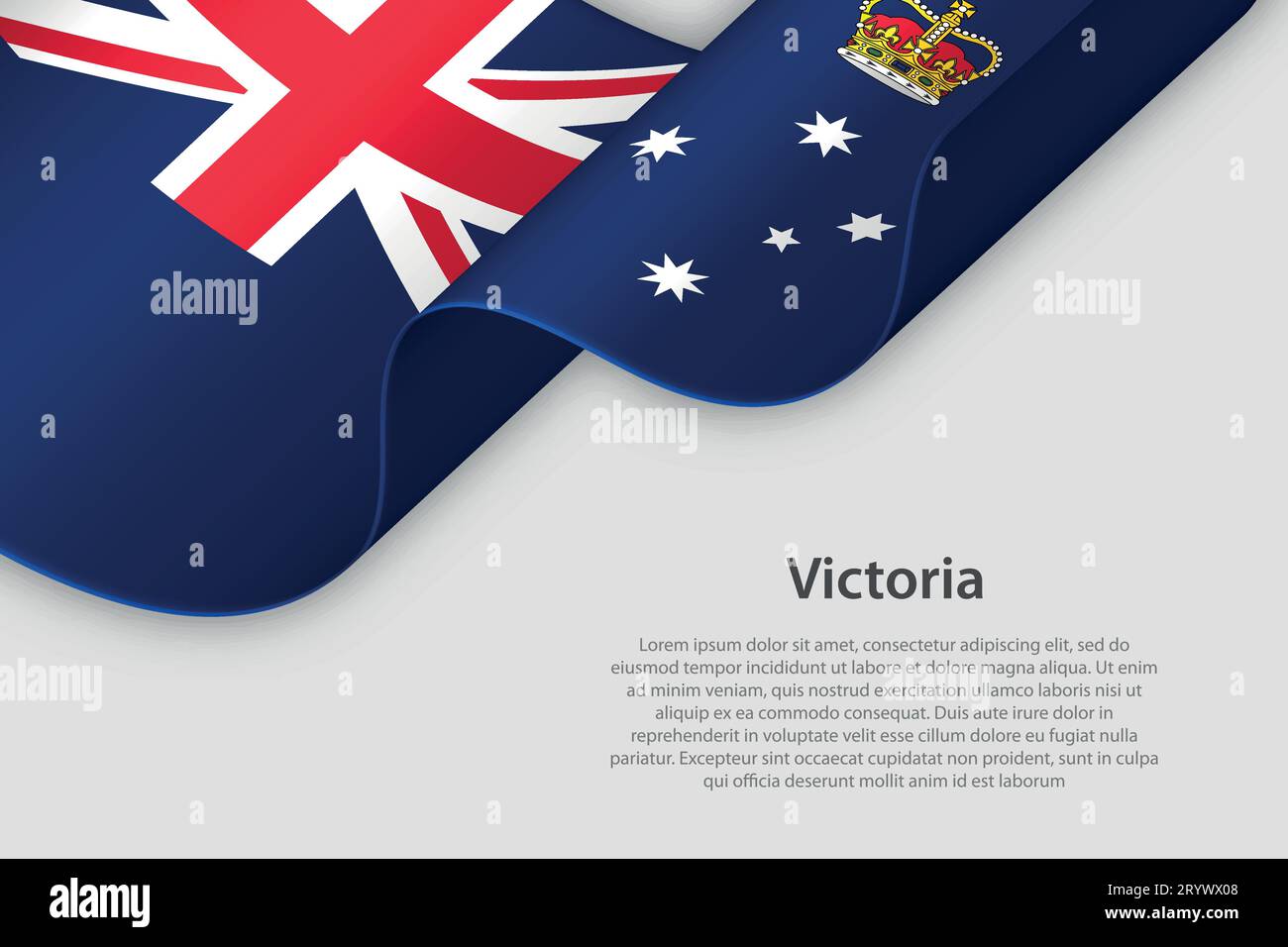 3d ribbon with flag Victoria. Australian state. isolated on white background with copyspace ...