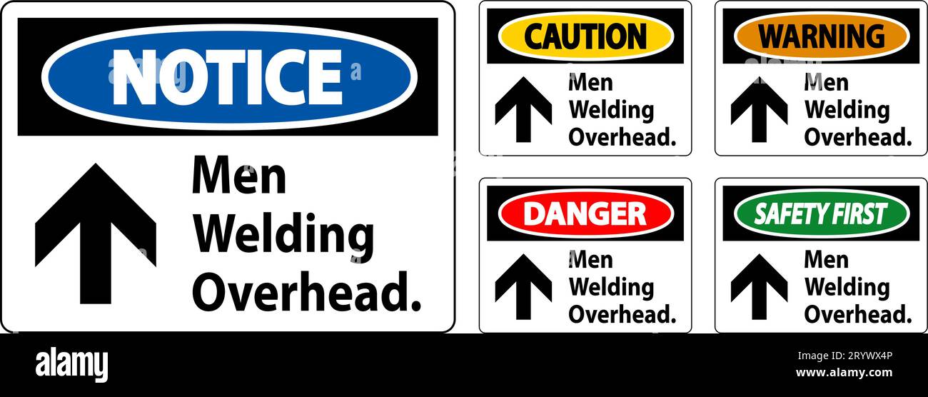 Danger Sign Men Welding Overhead Stock Vector Image & Art - Alamy