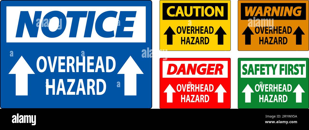 Caution Sign Overhead Hazard Stock Vector Image & Art - Alamy