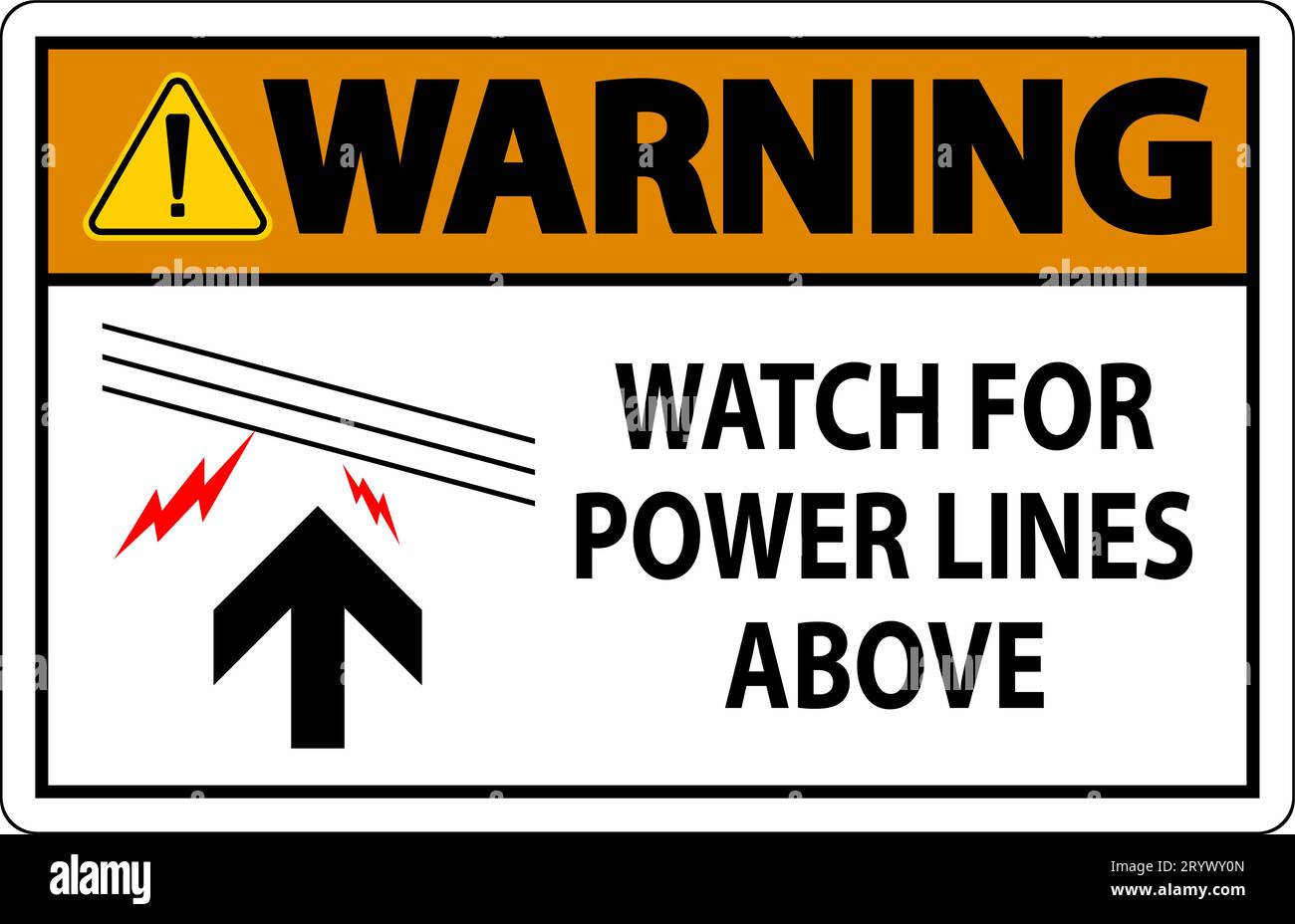 Warning Sign Watch For Power Lines Above Stock Vector Image & Art - Alamy