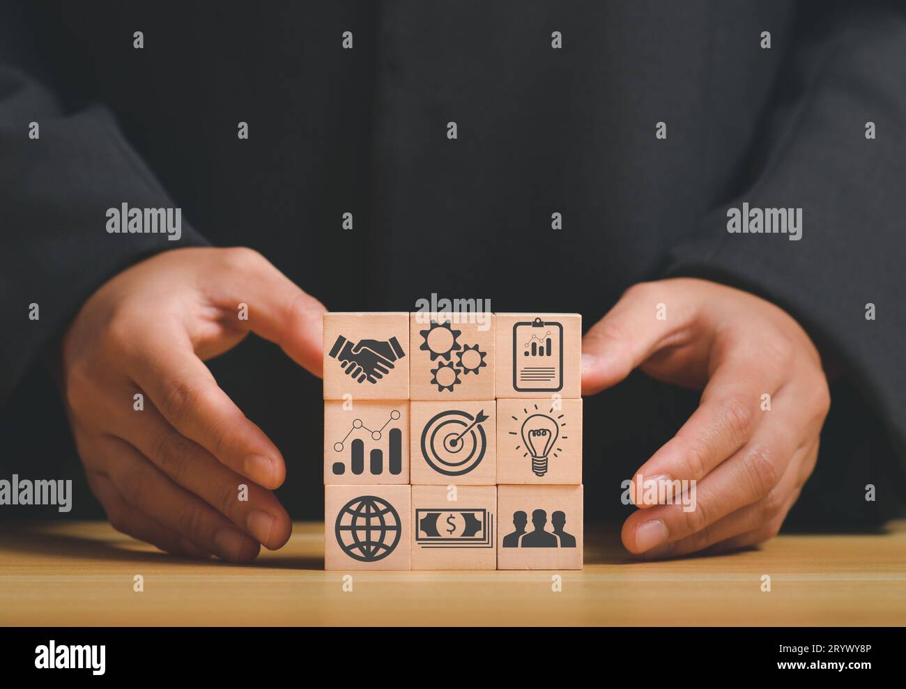 Strategy wood cube hi-res stock photography and images - Alamy