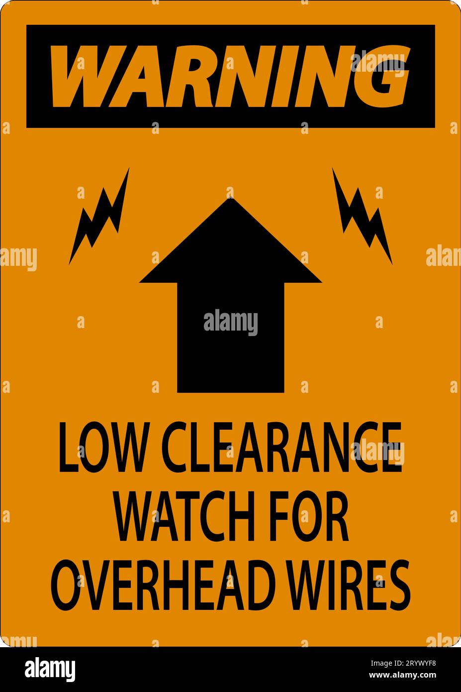 Warning Sign Low Clearance, Watch For Overhead Wires Stock Vector Image ...