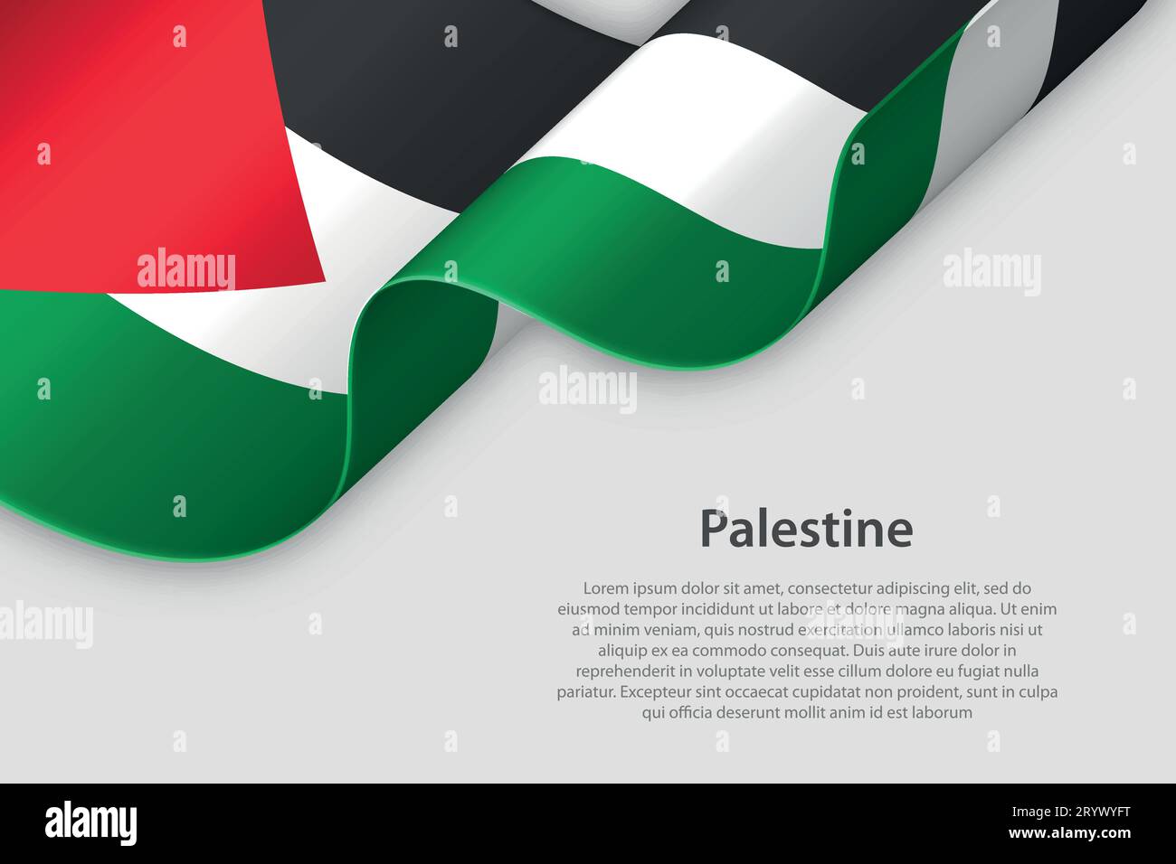 3d ribbon with national flag Palestine isolated on white background ...