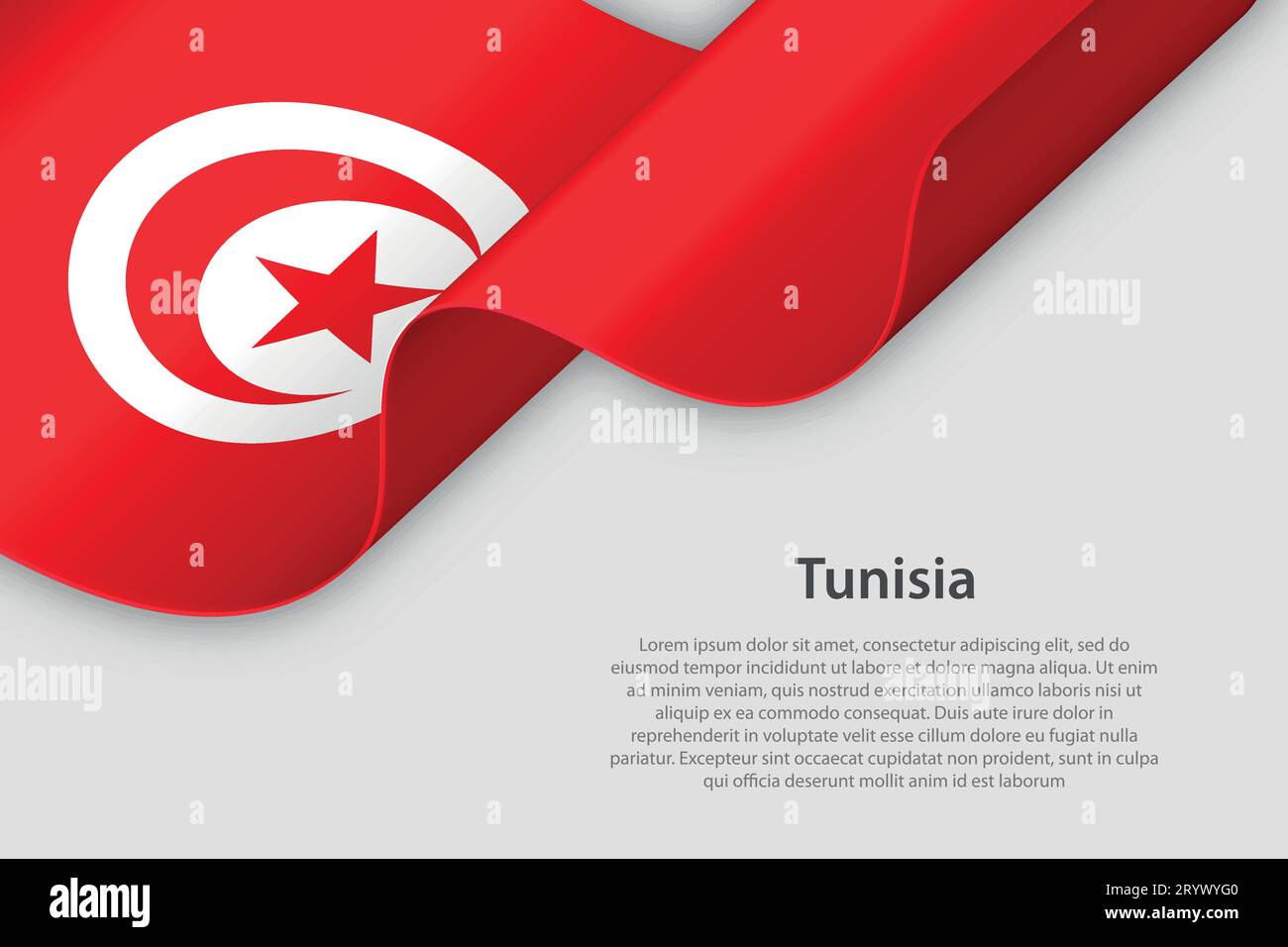 3d ribbon with national flag Tunisia isolated on white background with ...
