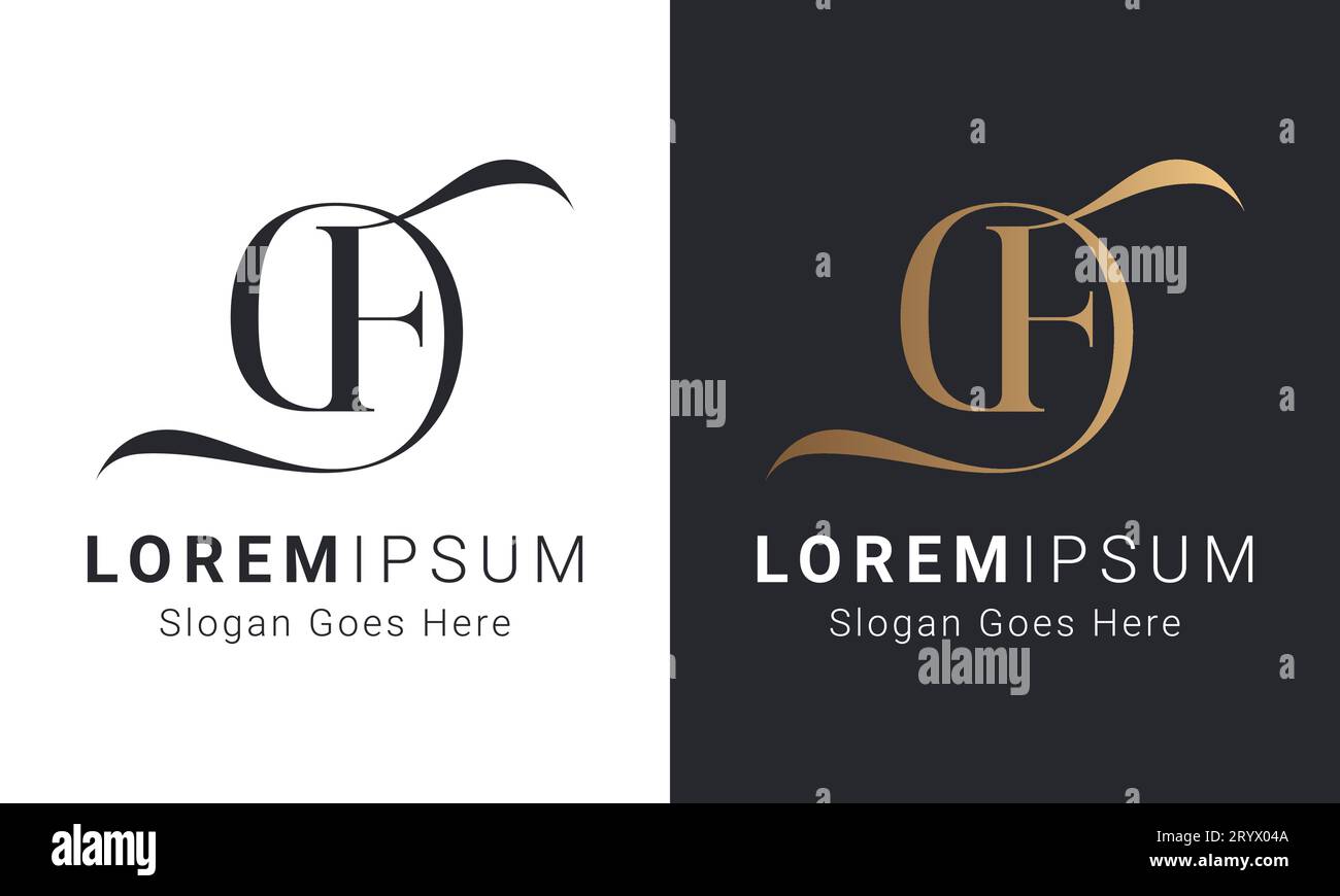 Luxury Initial FD or DF Monogram Text Letter Logo Design Stock Vector ...