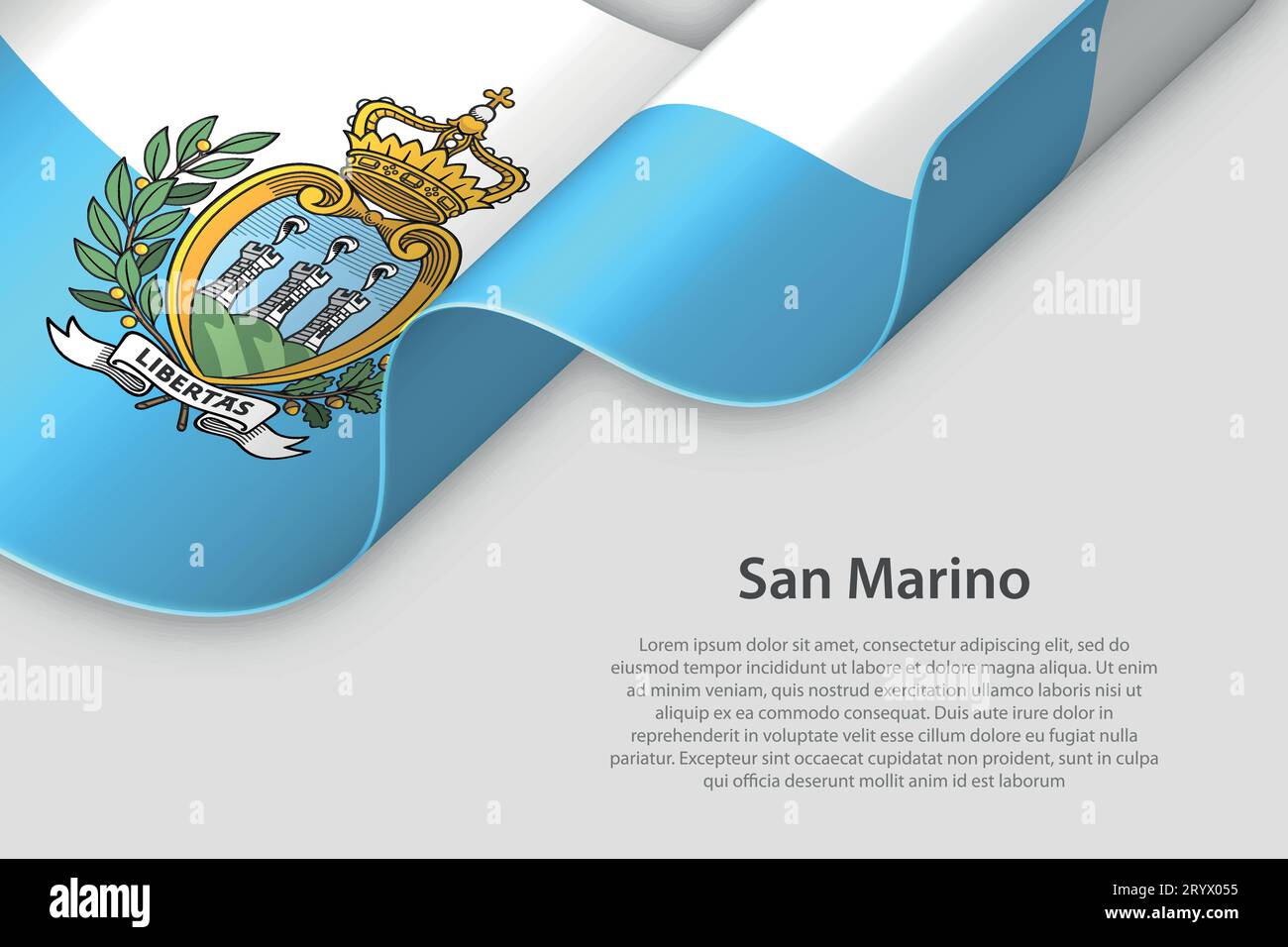 3d ribbon with national flag San Marino isolated on white background with copyspace Stock Vector ...