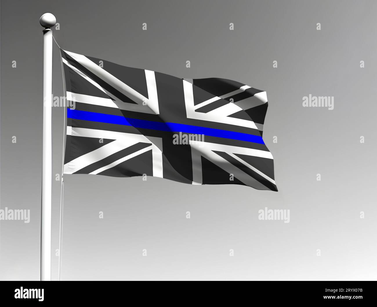 United Kingdom national flag with thin blue line isolated waving on ...