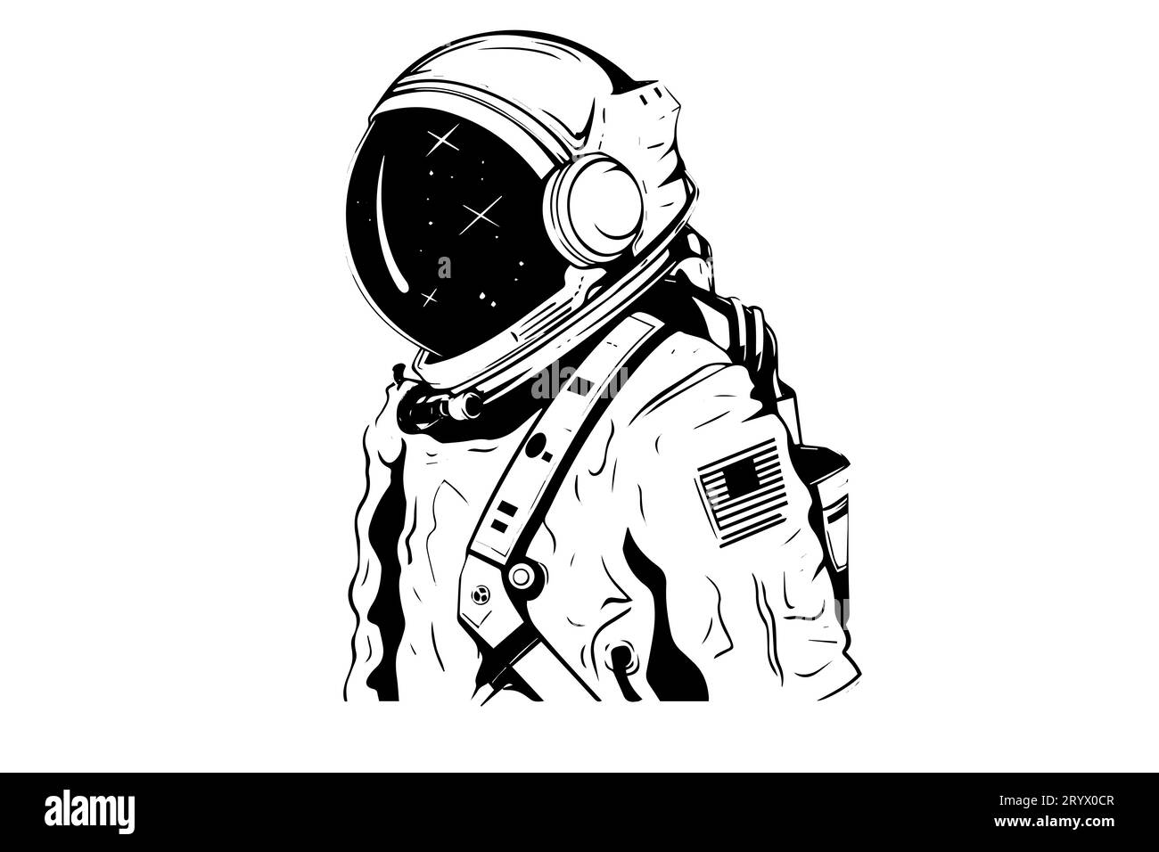Astronaut spaceman hand drawn ink sketch. Engraving style vector ...