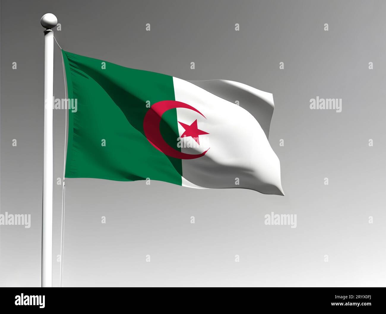 Algeria national flag isolated waving on gray background Stock Photo ...