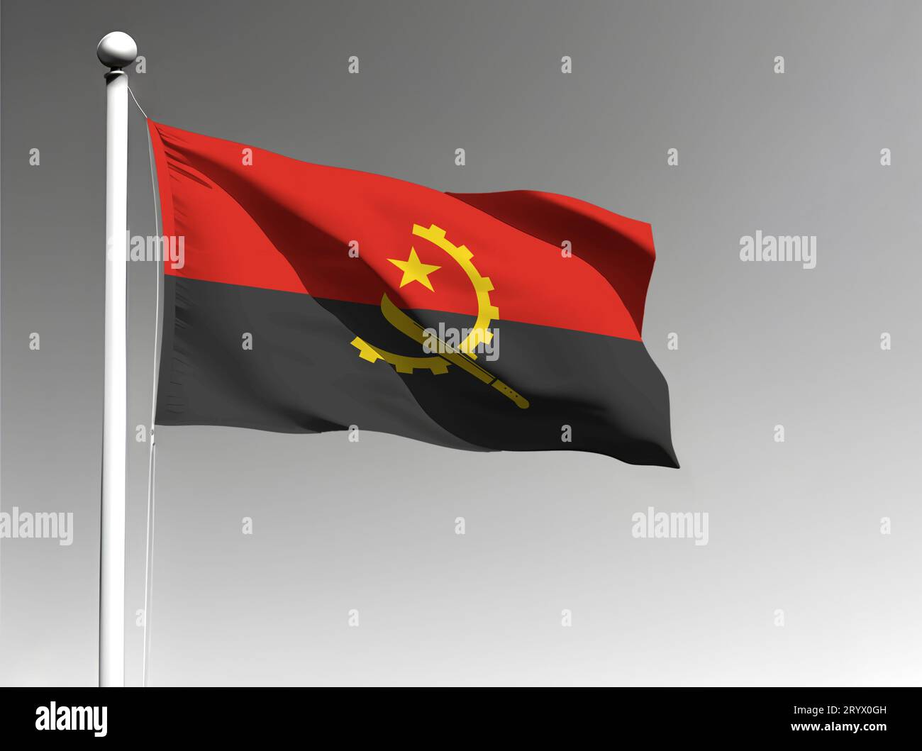 Angola national flag isolated waving on gray background Stock Photo - Alamy