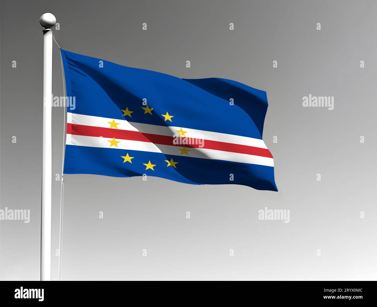 Cape Verde national flag isolated waving on gray background Stock Photo ...