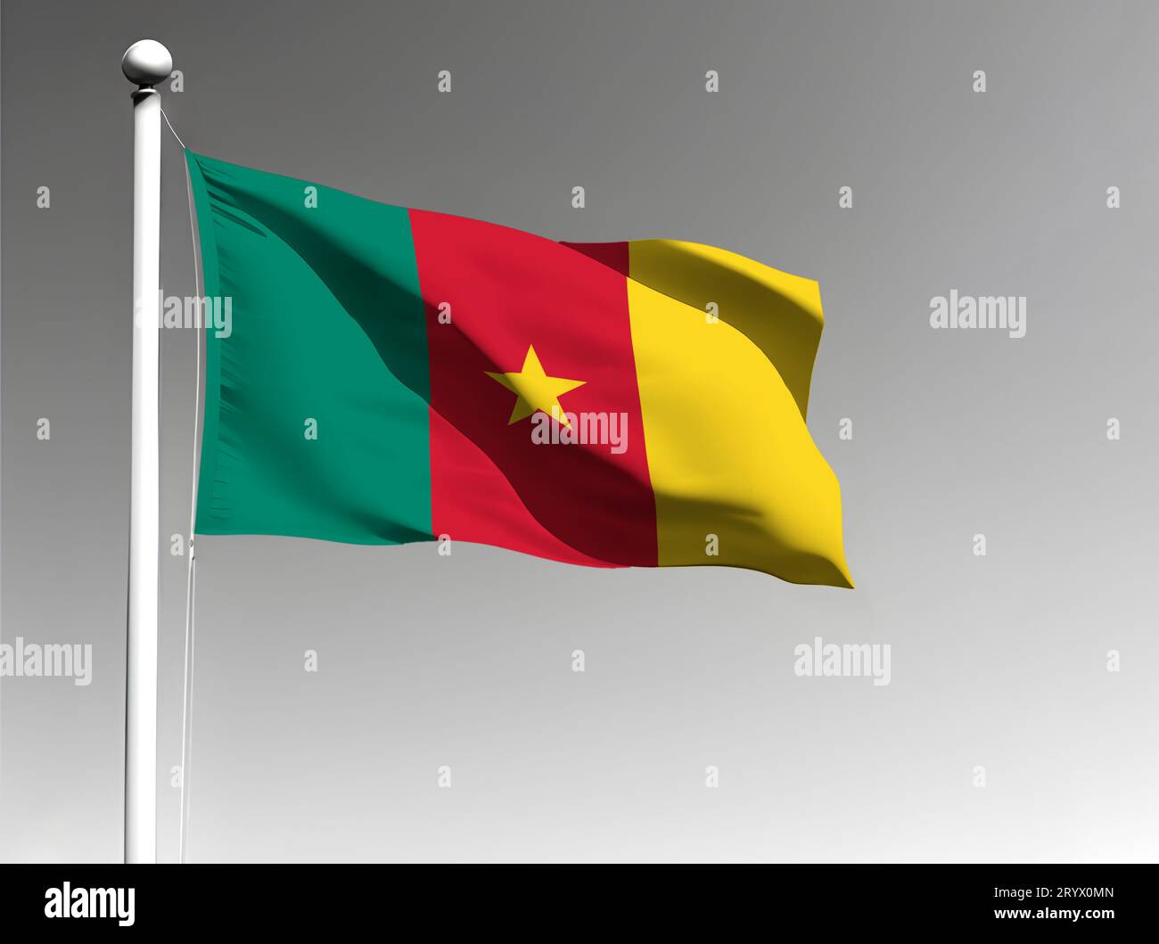 Cameroon national flag isolated waving on gray background Stock Photo ...