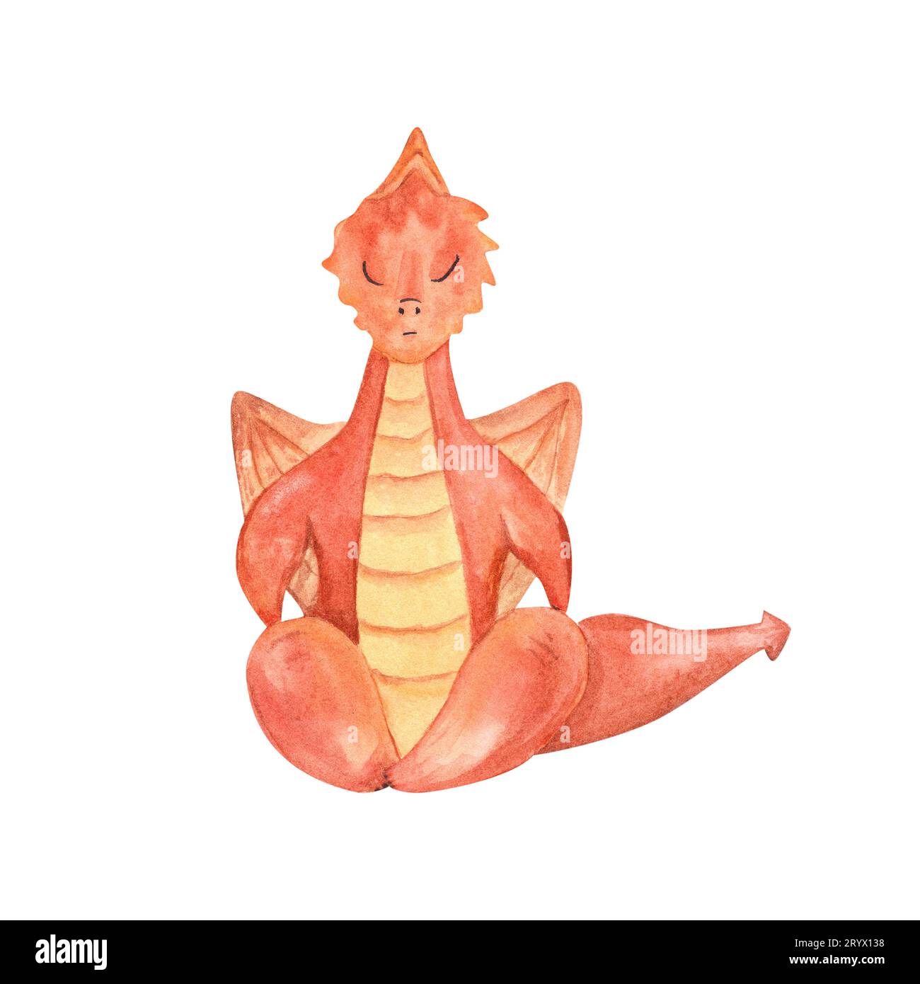 Cute cartoon Dragon sitting in lotus pose. Animal meditation. Colored ...