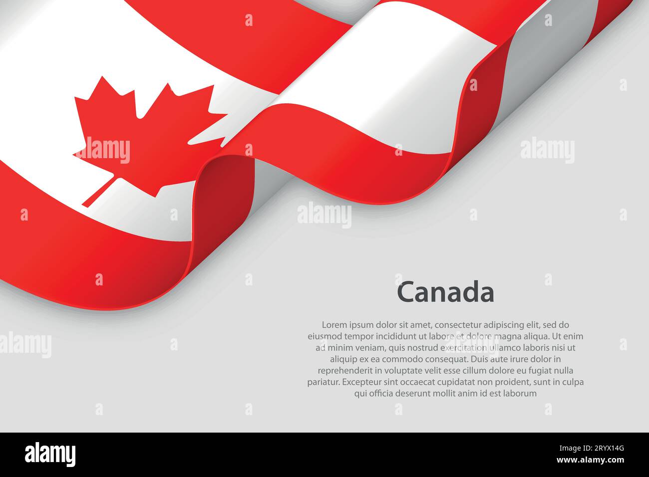 3d ribbon with national flag Canada isolated on white background with ...