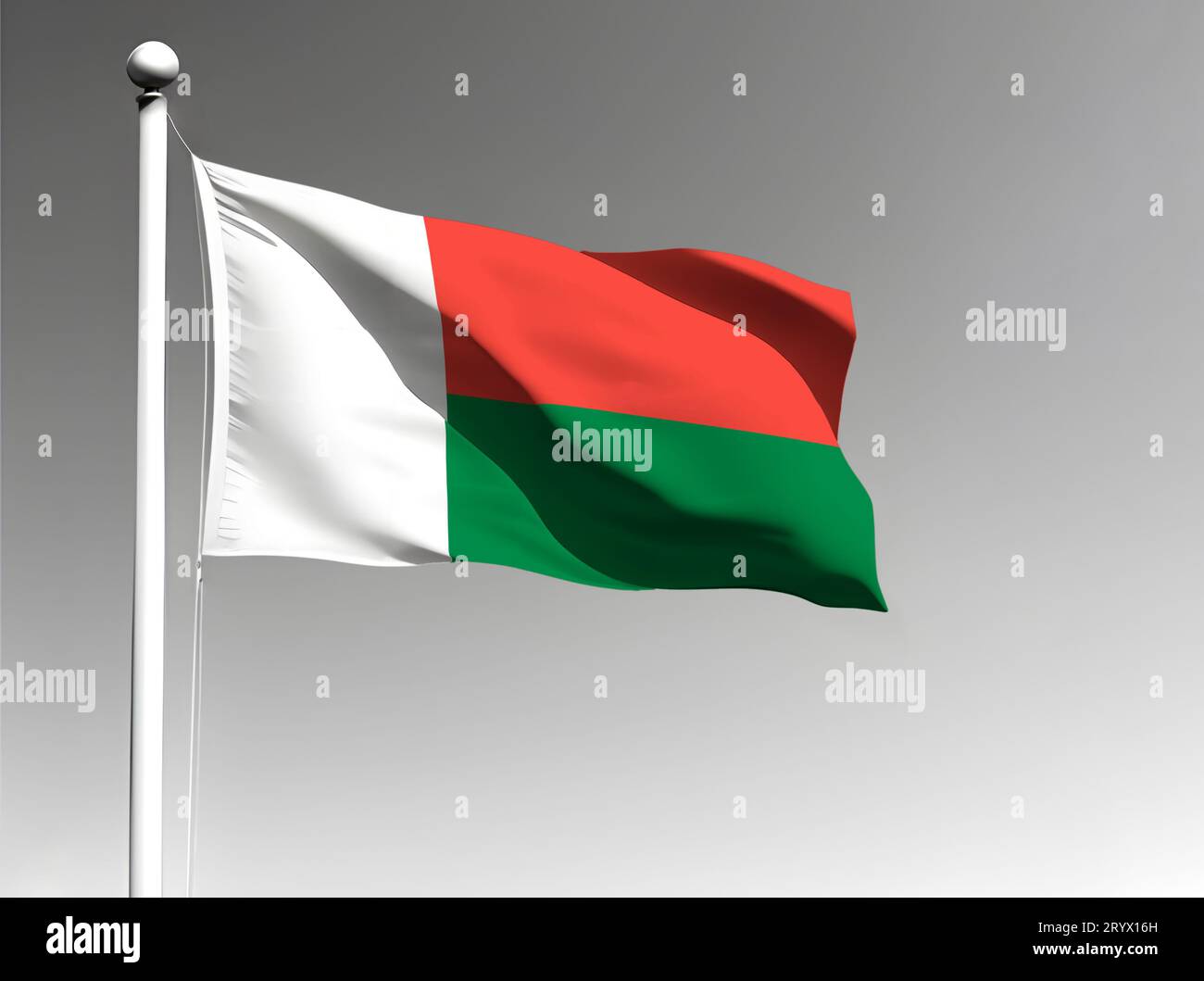 Madagascar national flag isolated waving on gray background Stock Photo ...