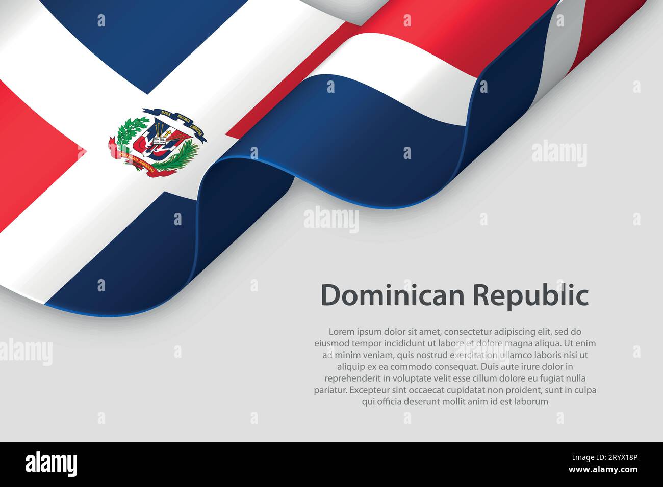 3d ribbon with national flag Dominican Republic isolated on white ...