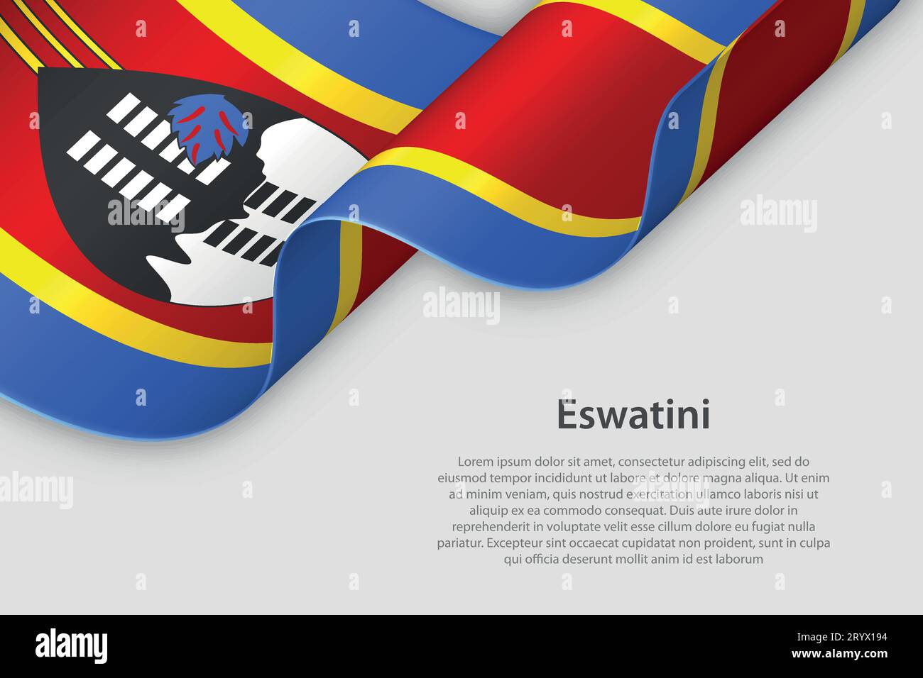 3d ribbon with national flag Eswatini isolated on white background with copyspace Stock Vector ...