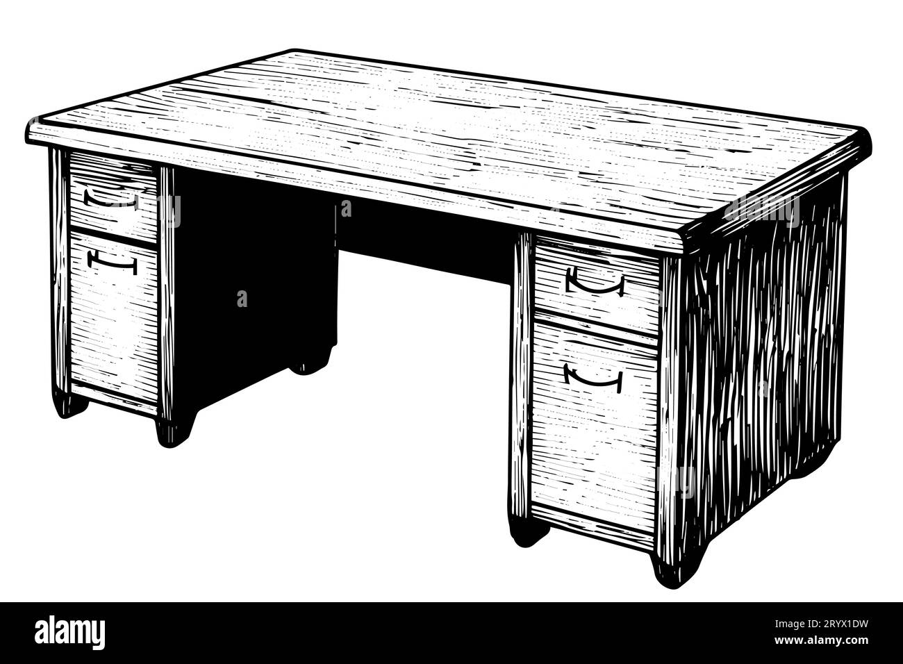 Writing desk hand drawn ink sketch. Engraving style vintage vector ...